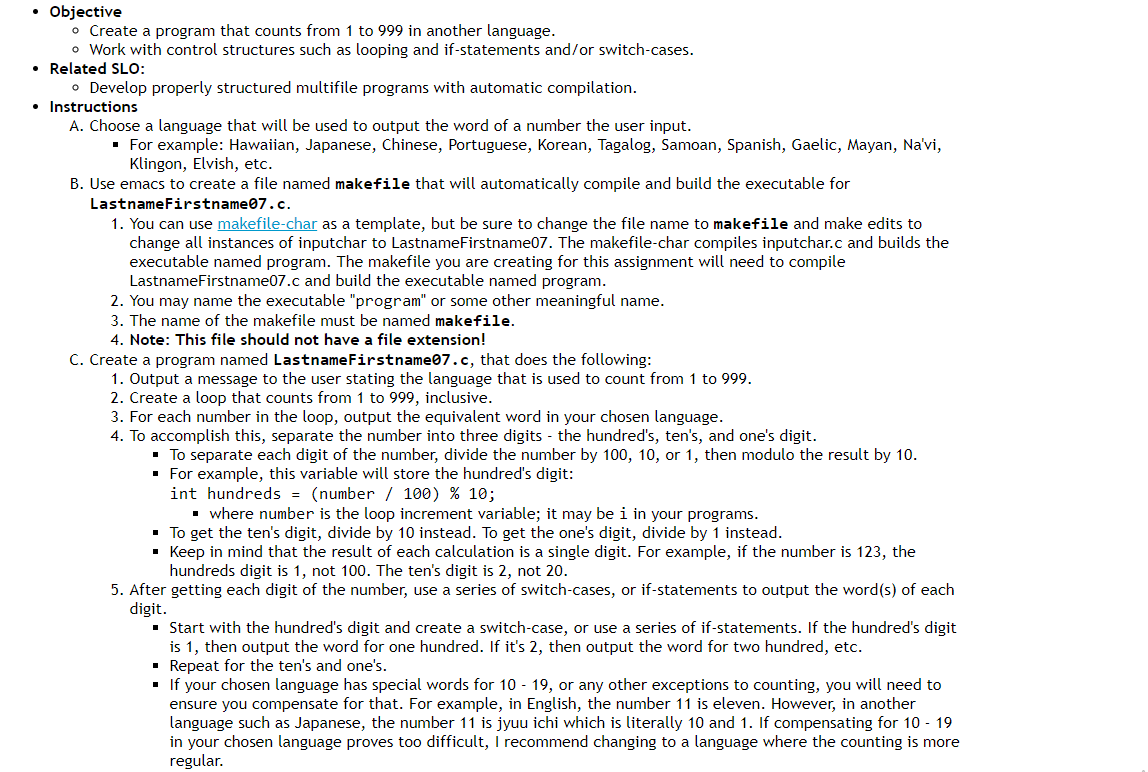Solved C. Create a program named LastnameFirstname07. c, | Chegg.com