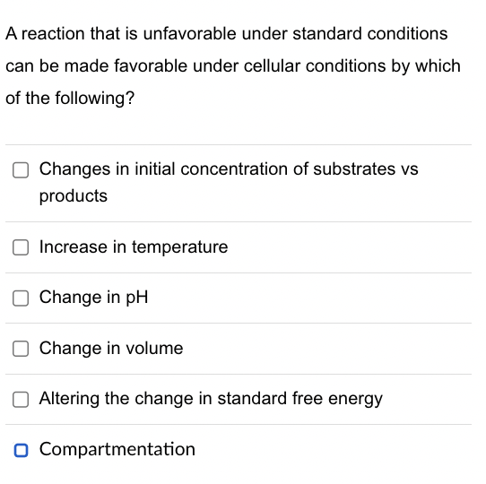 Solved A reaction that is unfavorable under standard | Chegg.com