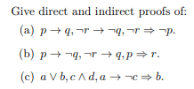 Solved Give direct and indirect proofs of: (a) | Chegg.com