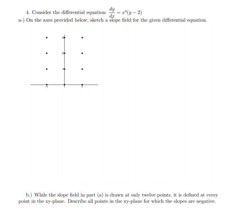 Solved 4. Consider the differential equation: = xy - 2) a-) | Chegg.com