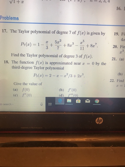 Solved The Taylor polynomial of degree 7 of f(x) is given by | Chegg.com