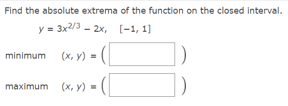 Solved Find the absolute extrema of the function on the | Chegg.com