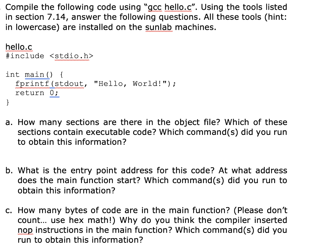 Compile the following code using "gcc hello.c". Using | Chegg.com