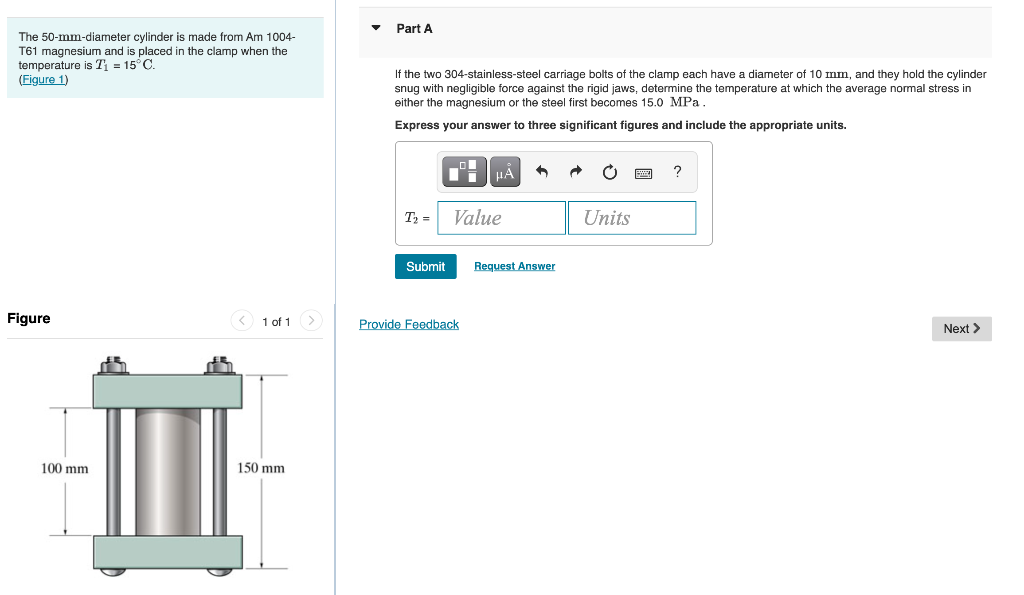 Solved The 50-mm-diameter cylinder is made from Am 1004T61 | Chegg.com