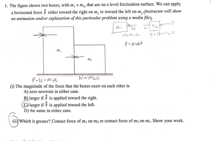 Solved 1. The figure shows two boxes, with m, >m, that are | Chegg.com