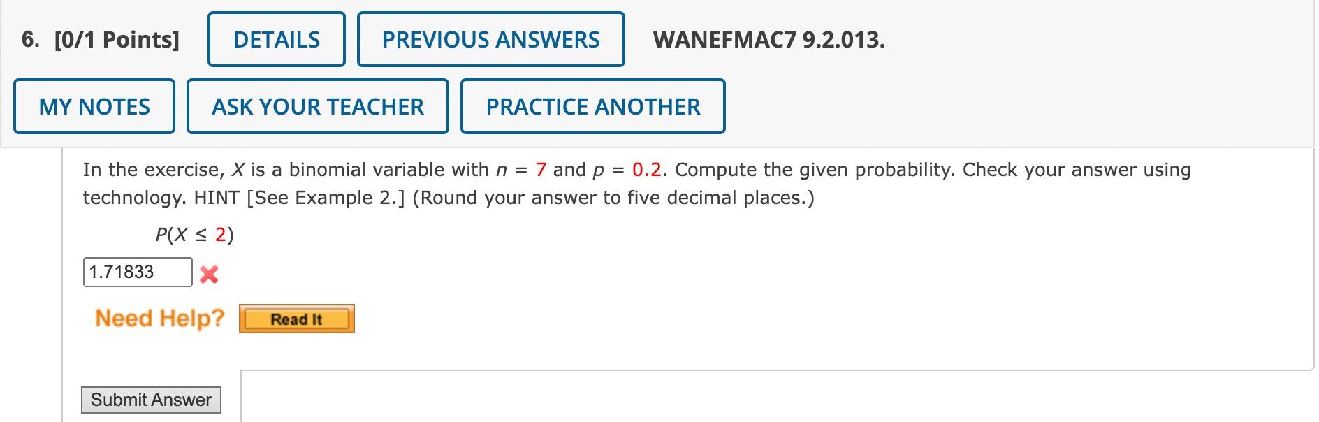Solved In the exercise, X is a binomial variable with n=7 | Chegg.com