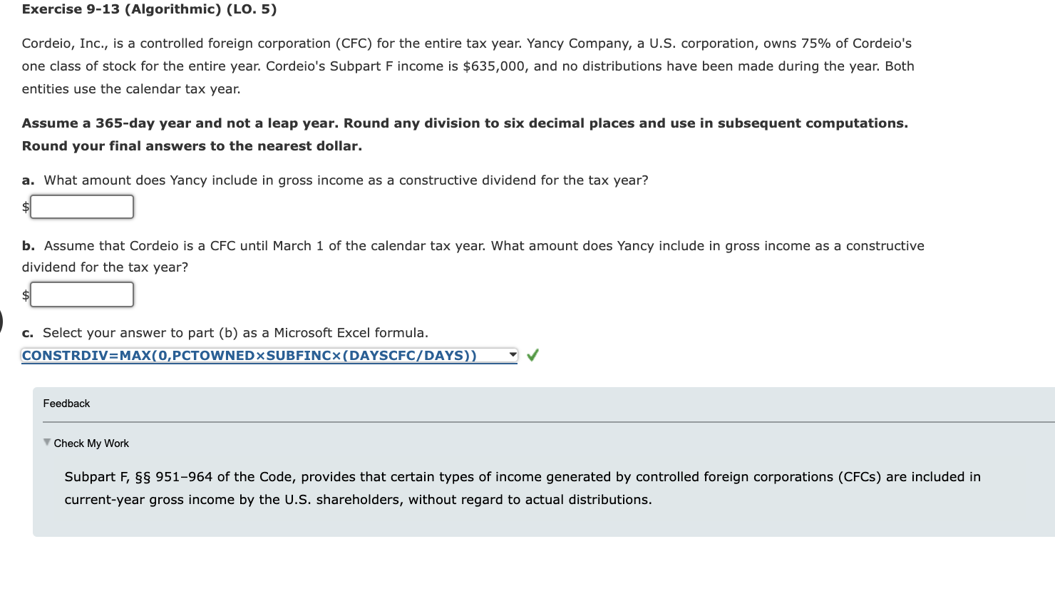 Solved Exercise 9-13 (Algorithmic) (LO. 5) Cordeio, Inc., is | Chegg.com
