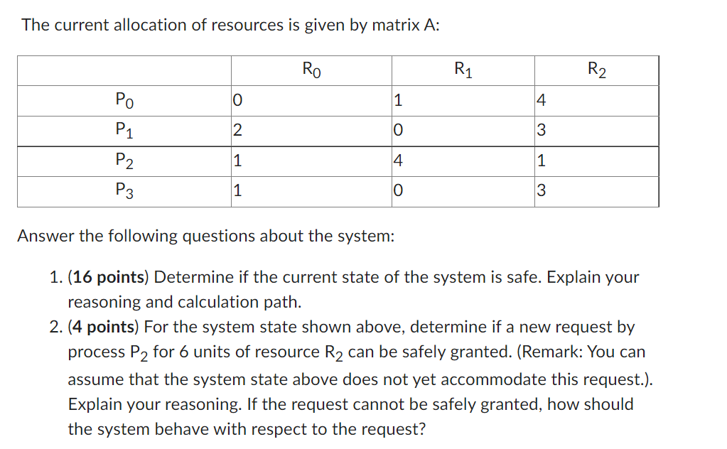 Solved Consider the following maximum-claim reusable | Chegg.com