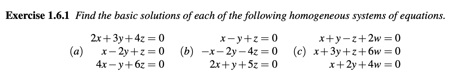Solved Exercise 1.6.1 Find the basic solutions of each of | Chegg.com