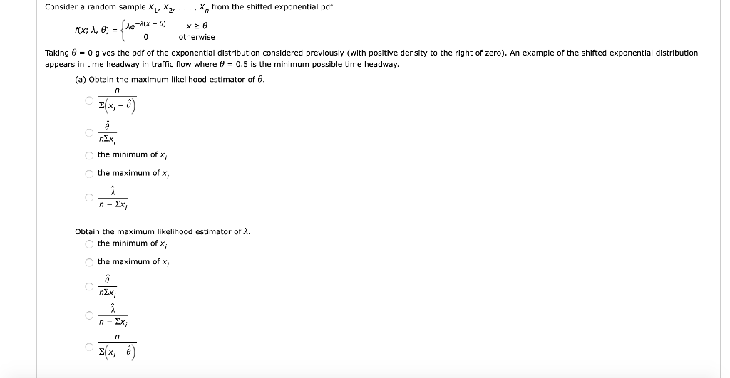 Solved Consider a random sample X1, X2,...,x, from the | Chegg.com
