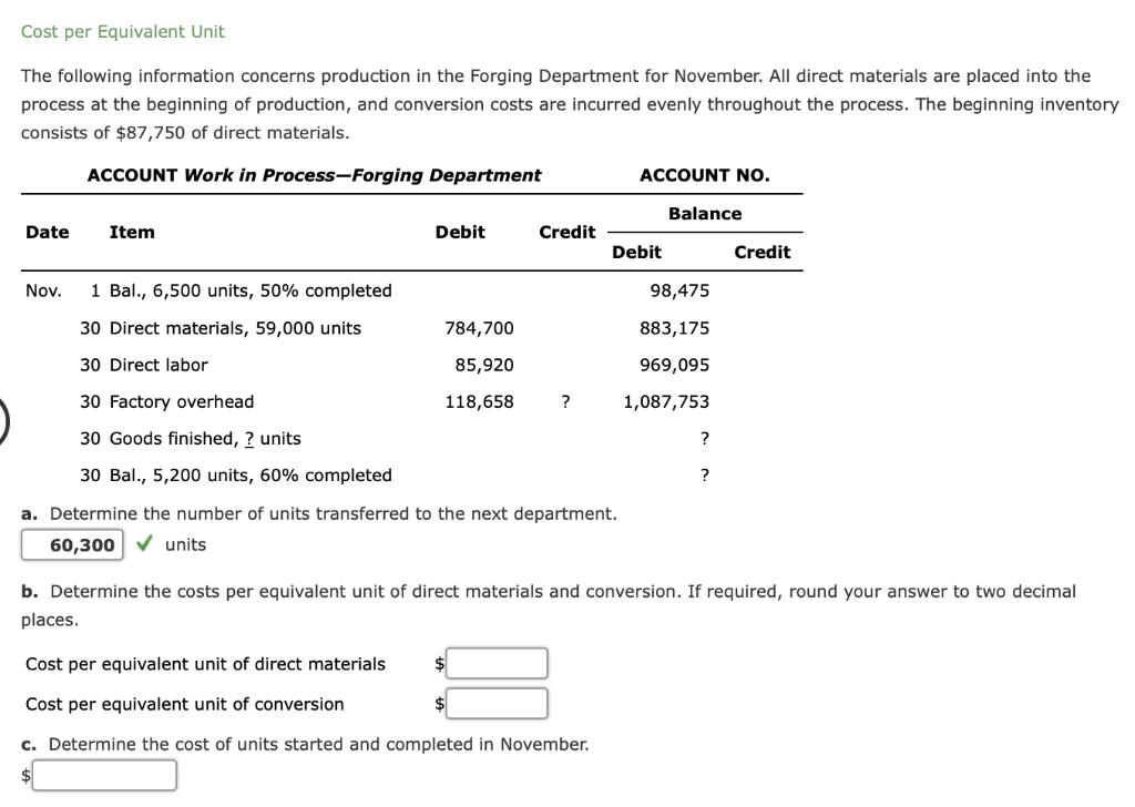 Solved Cost per Equivalent Unit The following information | Chegg.com