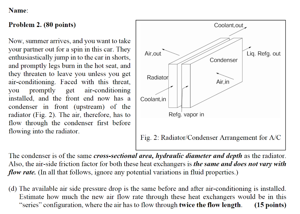 Name: Problem 2. (80 points) Liq. Refg. out Condenser | Chegg.com