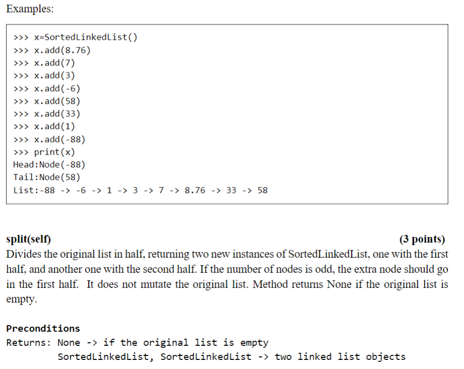 Solved The SortedLinkedList class (10 points) In our Hands | Chegg.com
