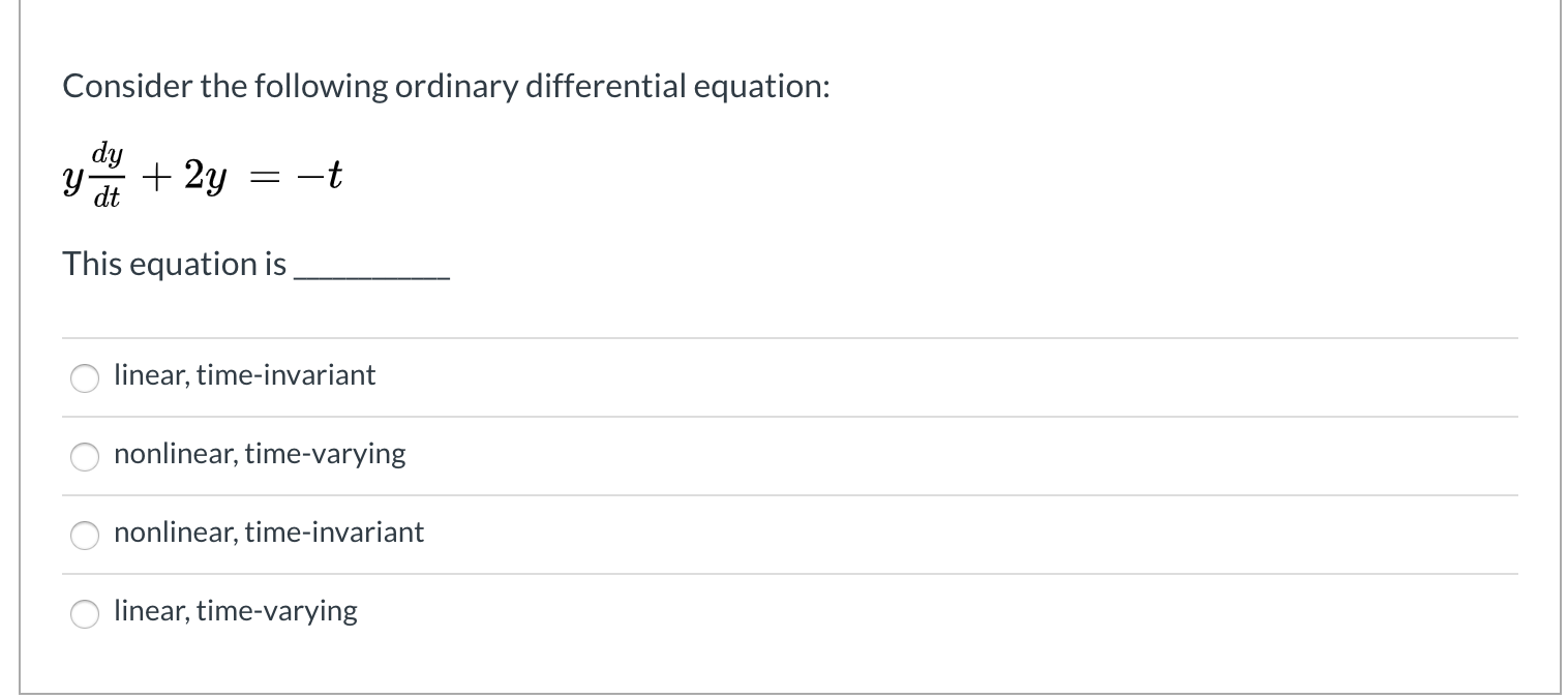 Solved Consider the following ordinary differential | Chegg.com