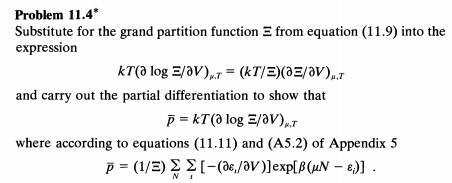 Solved Problem 11.4 Substitute for the grand partition | Chegg.com