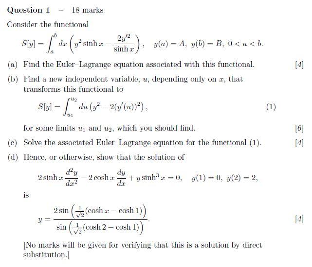 Solved Question 1−18 marks Consider the functional | Chegg.com