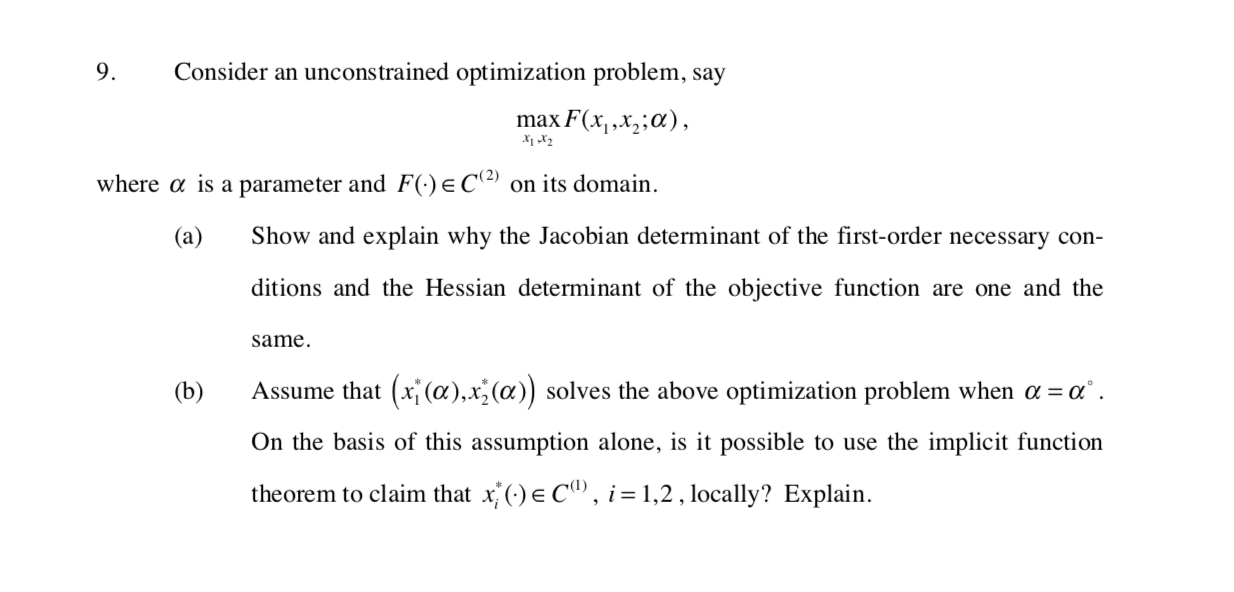 9. Consider an unconstrained optimization problem, | Chegg.com