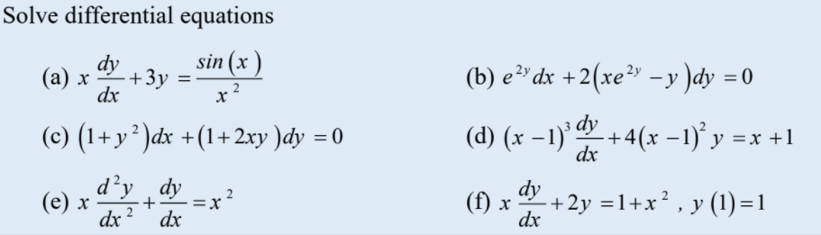 Solved . ܙܙܐܙܘ + Solve differential equations dy sin (x ) | Chegg.com