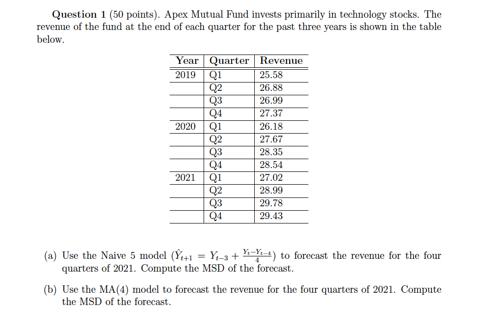 Question 1 (50 points). Apex Mutual Fund invests | Chegg.com Question 1 (50 points). Apex Mutual Fund invests | Chegg.com