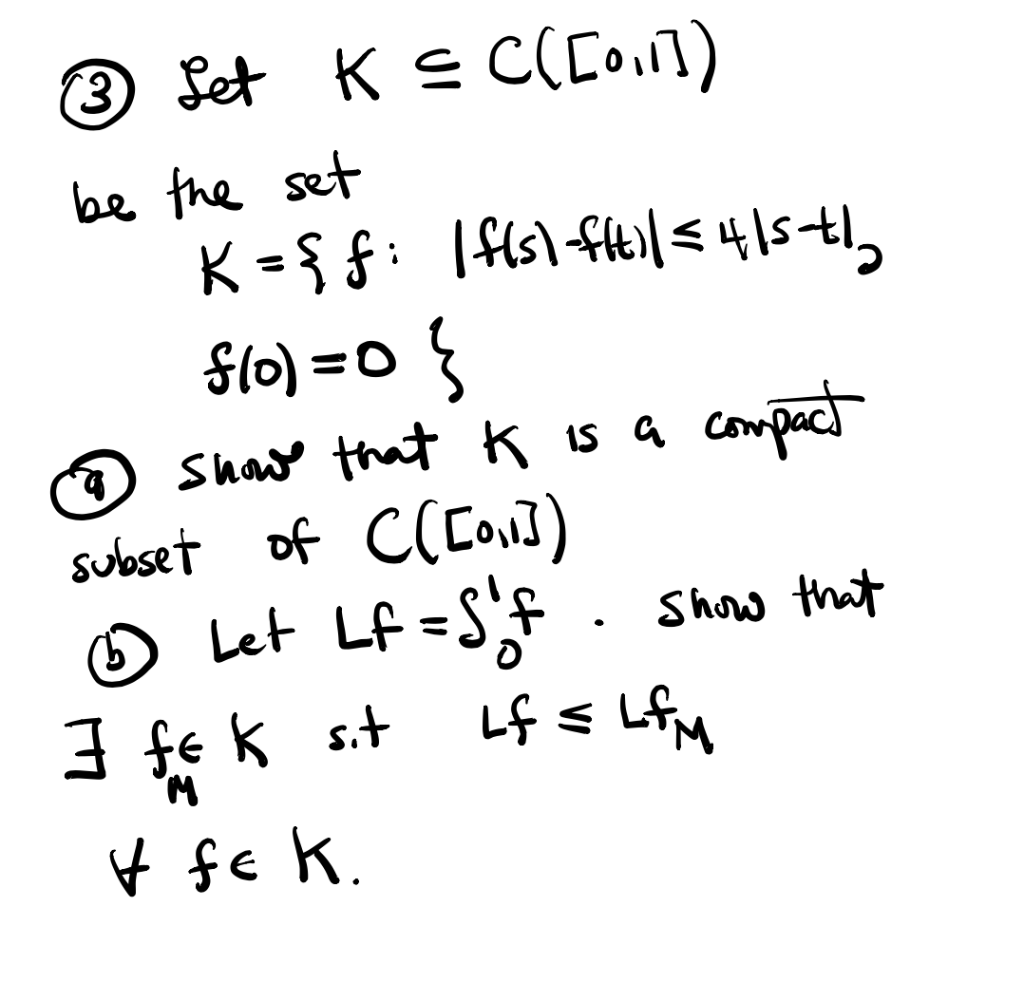 Solved 3 Set K = C( [0,1]) be the set K={f: Iflsifil 415th | Chegg.com
