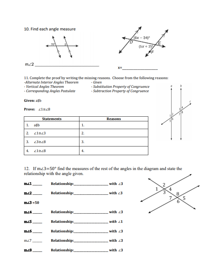 Solved 10. Find each angle measure A (8x - 34) 70- (5x + 2) | Chegg.com