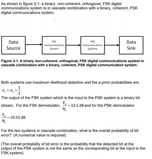 As shown in figure 3-1, a binary, non-coherent, | Chegg.com