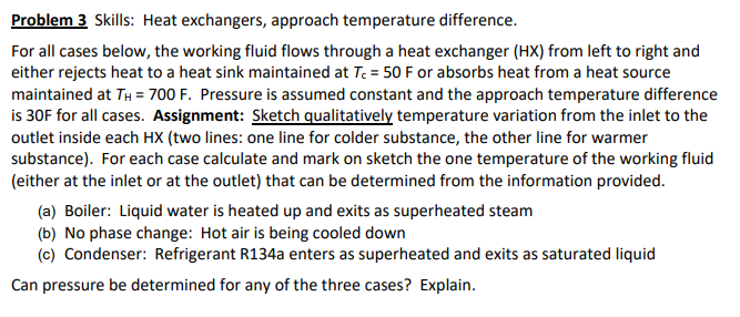 Solved Problem 3 Skills: Heat exchangers, approach | Chegg.com