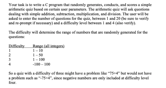 Solved Your task is to write a C program that randomly | Chegg.com