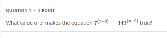 Solved QUESTION 1 * 1 ﻿POINTWhat value of x ﻿makes the | Chegg.com