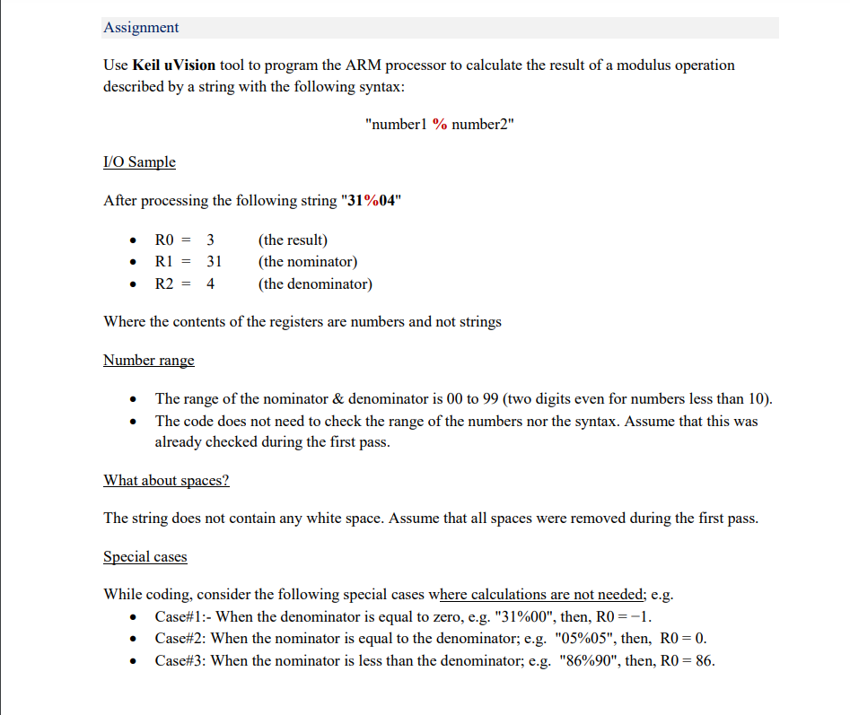 Solved Assignment Use Keil Uvision Tool To Program The Arm 