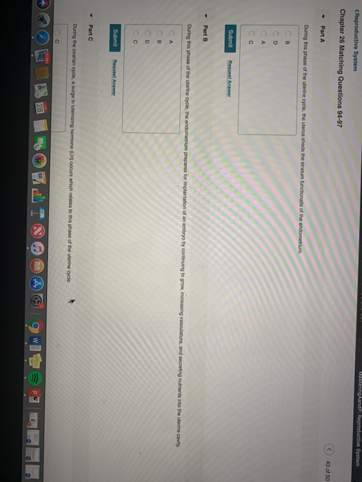 Solved (Reproductive System Chapter 26 Matching Questions | Chegg.com