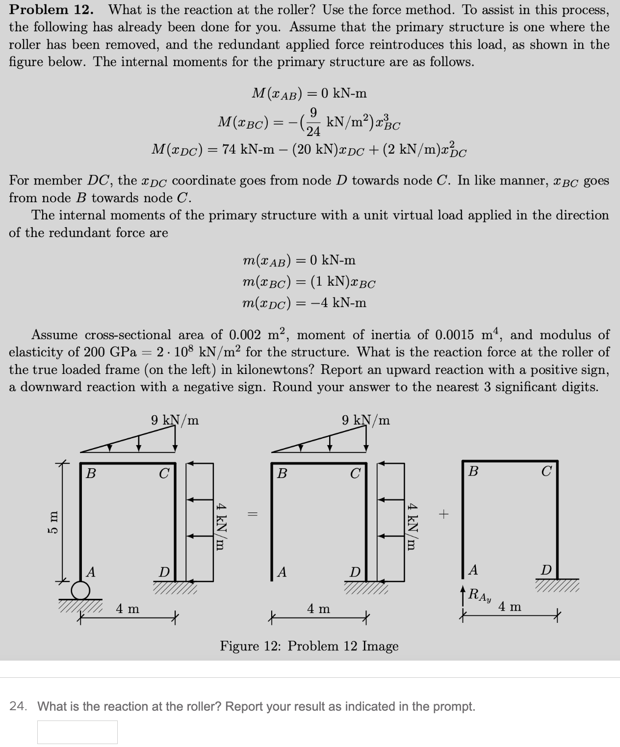 Solved Problem 12. What is the reaction at the roller? Use | Chegg.com
