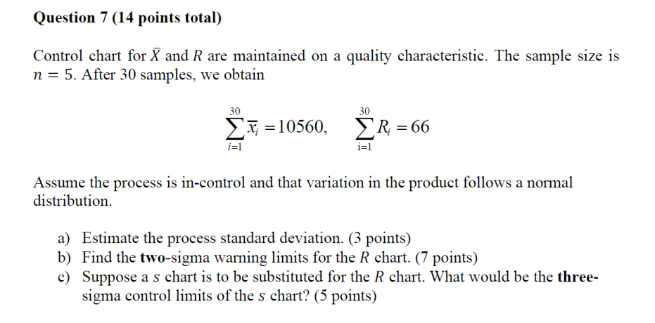 Solved Control chart for Xˉ and R are maintained on a | Chegg.com