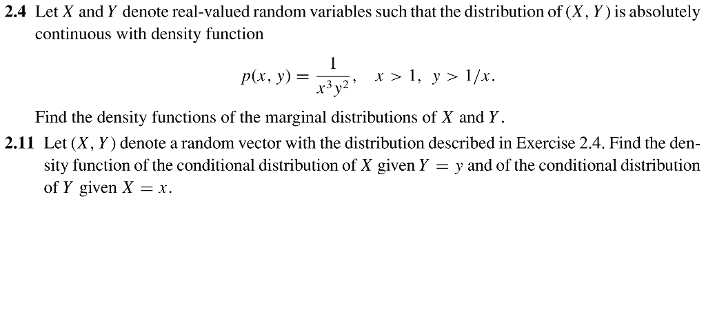 Solved = 2.4 Let X and Y denote real-valued random variables | Chegg.com
