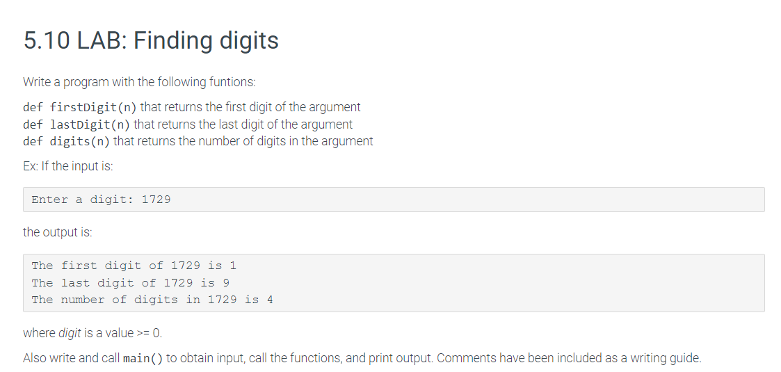 Solved 5.10 LAB: Finding digits Write a program with the | Chegg.com