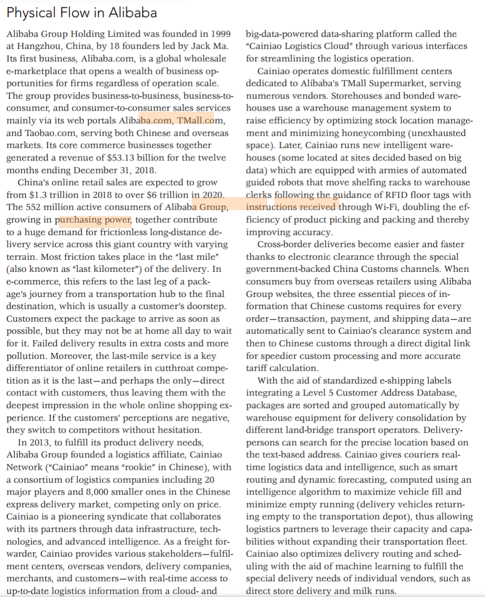 Solved Physical Flow in Alibaba Alibaba Group Holding | Chegg.com