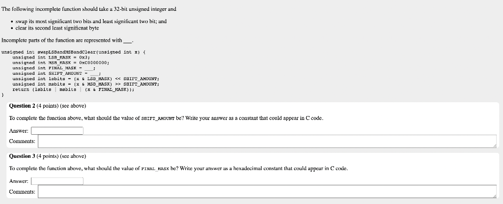 Solved The following incomplete function should take a | Chegg.com