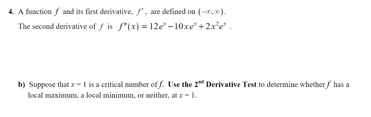Solved 4. A function f and its first derivative, f′, are | Chegg.com
