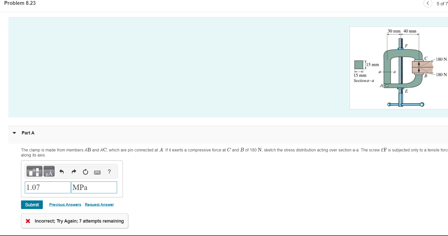 Solved * Incorrect; Try Again; 7 attempts remaining | Chegg.com
