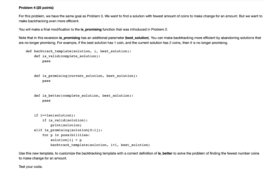Problem 1 ( 25 points) Given a list of actual coins | Chegg.com