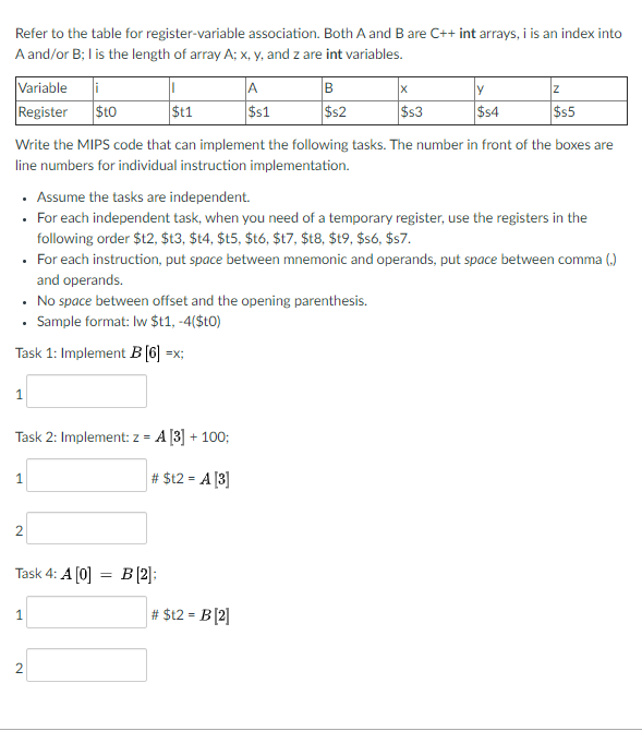 Solved Refer to the table for register-variable association. | Chegg.com