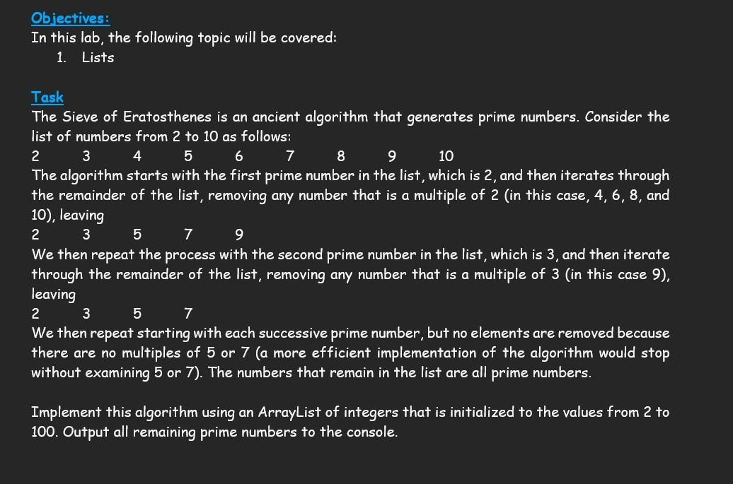 Solved Objectives: In this lab, the following topic will be | Chegg.com