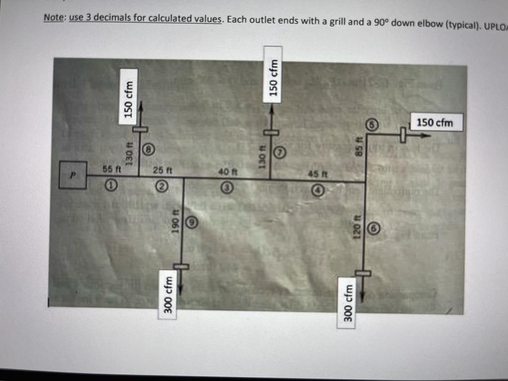solve the duct system shown below. flow volume is | Chegg.com