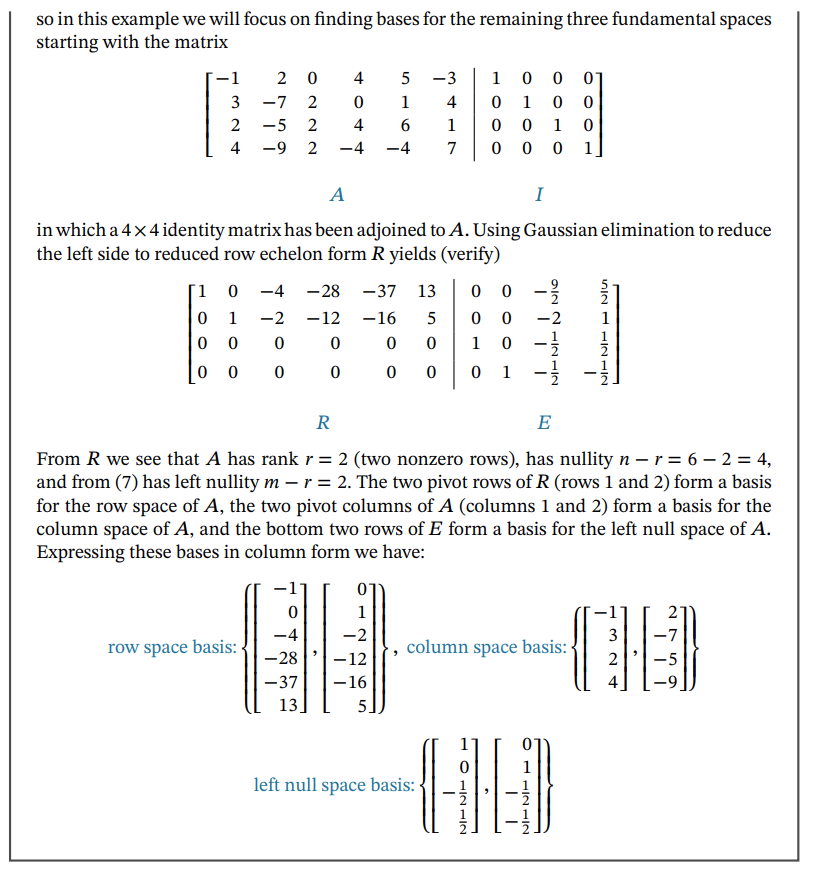 In Example 1 we found a basis for the null space of | Chegg.com