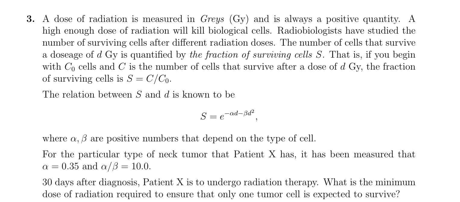 Solved A dose of radiation is measured in Greys (Gy) and is | Chegg.com