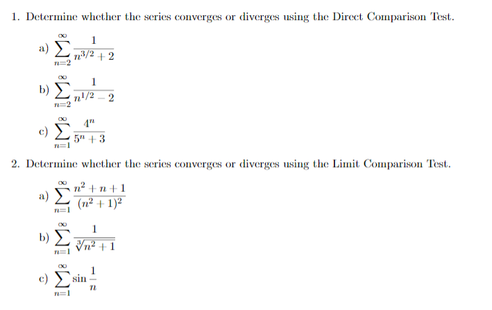 Solved 1. Determine whether the series converges or diverges | Chegg.com