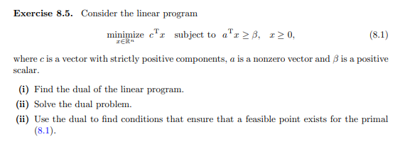 Solved Exercise 8.5. Consider the linear program | Chegg.com