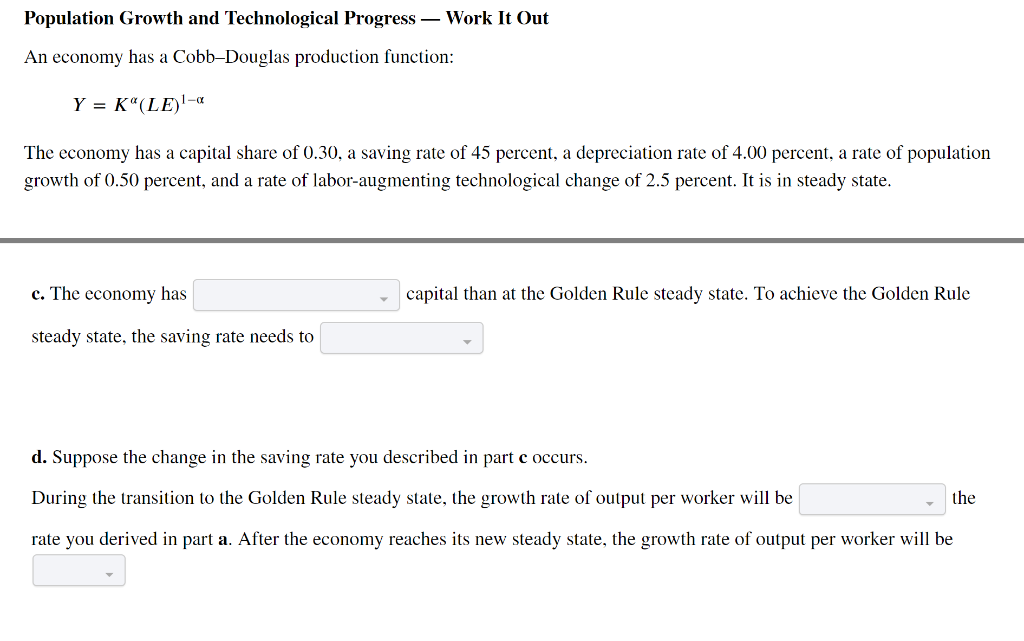 Solved Population Growth and Technological Progress — Work | Chegg.com