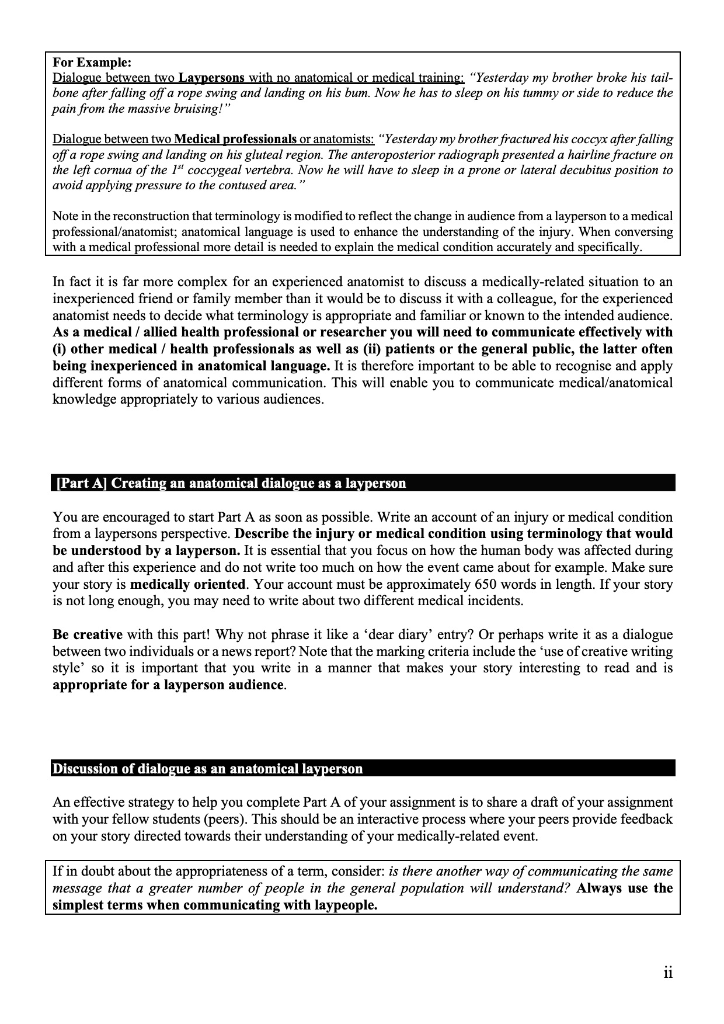 Solved LSB255 ASSIGNMENT: ANATOMICAL DIALOGUE Submission | Chegg.com