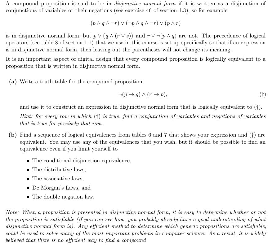 Solved A compound proposition is said to be in disjunctive | Chegg.com